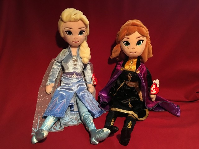 16" Inch FROZEN 2 QUEEN ELSA & PRINCESS ANNA PLUSH DOLL SET *NEW* Ty ...