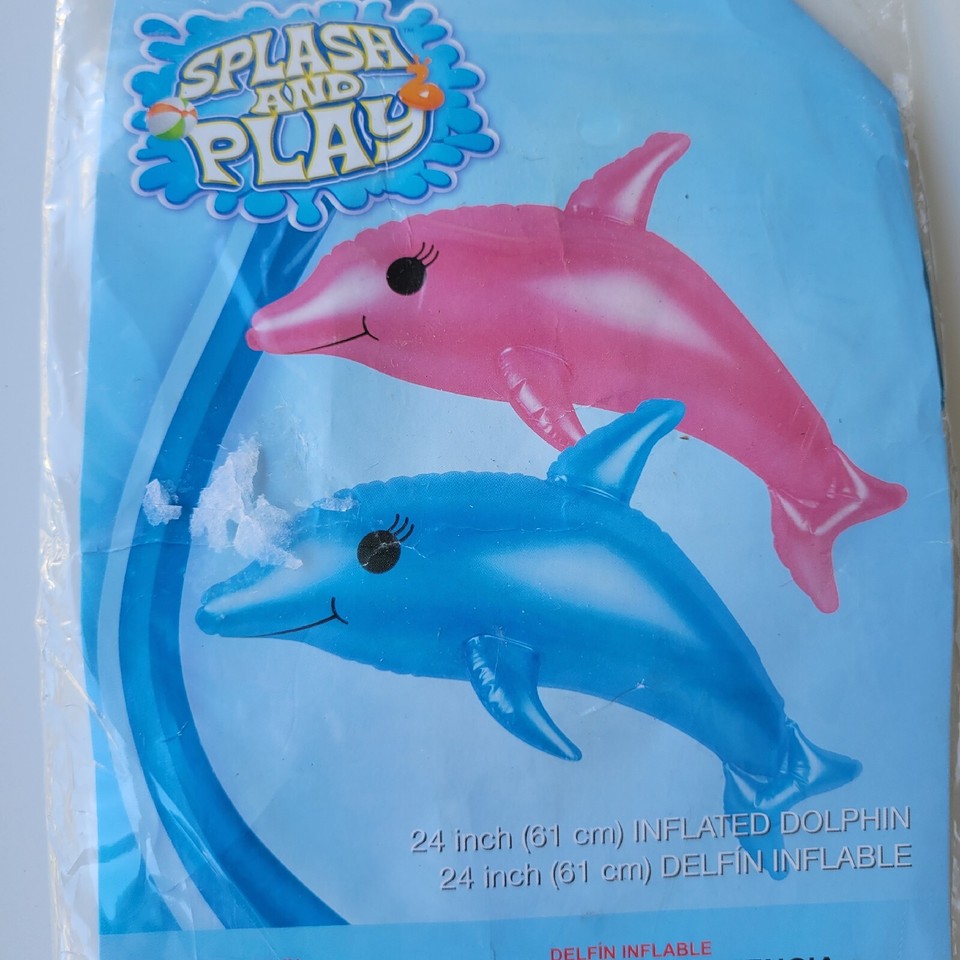 BRAND NEW Splash and Play Inflatable Dolphin 24" Blue Pool Beach Toy ...