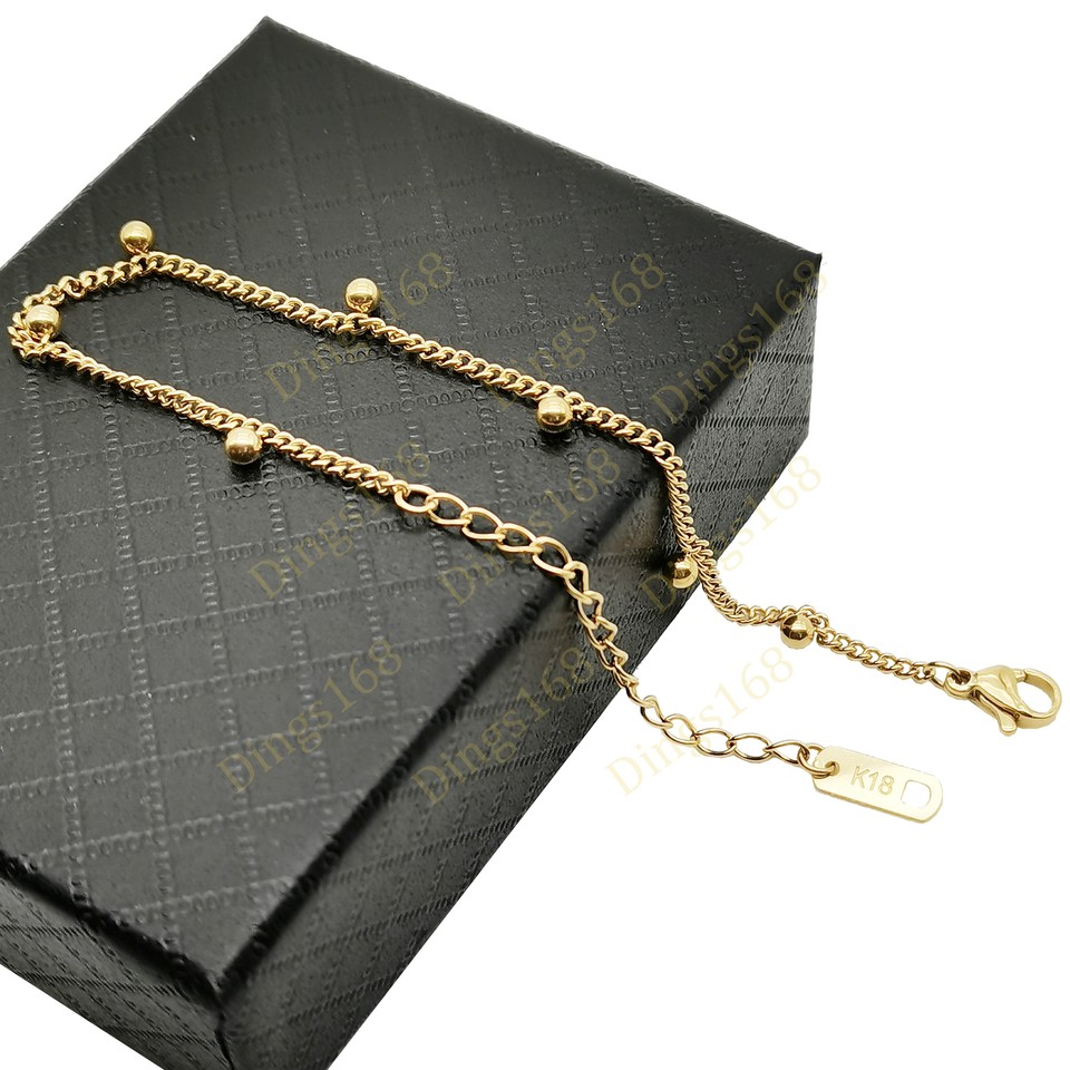 Designer Inspired Solid 18K Yellow Gold Filled Beaded Curb Chain Bracelet E277 | eBay