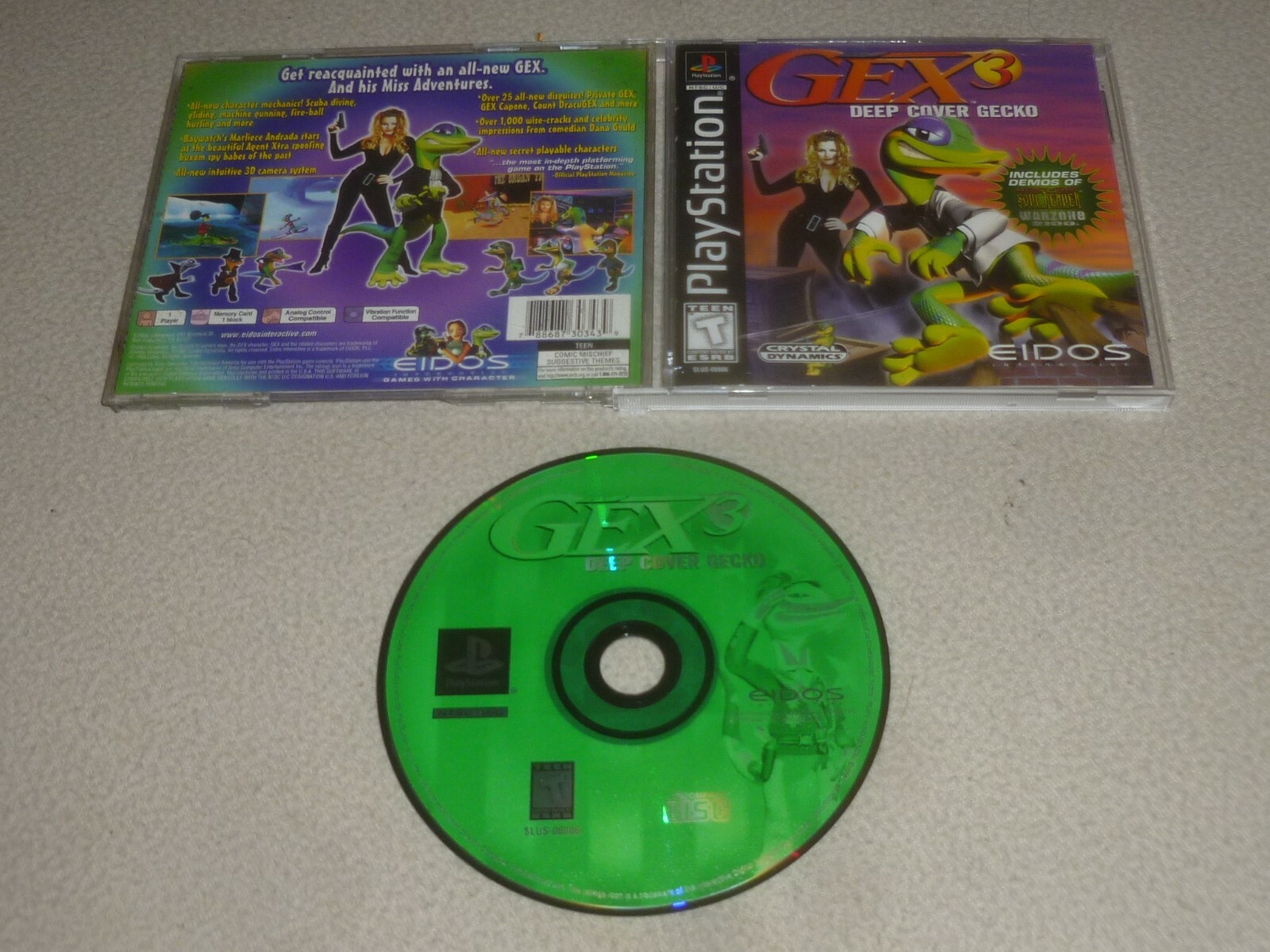 PS1 PLAYSTATION VIDEO GAME GEX 3 DEEP COVER GECKO W CASE & MANUAL ...
