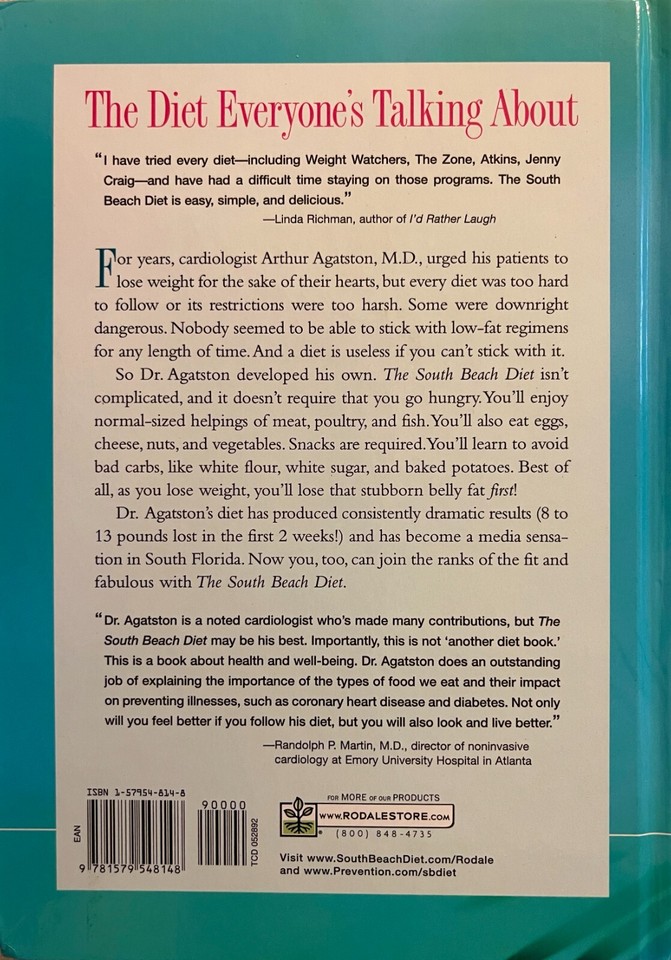 THE SOUTH BEACH DIET by Arthur Agatston, MD 2003 Hardcover | eBay