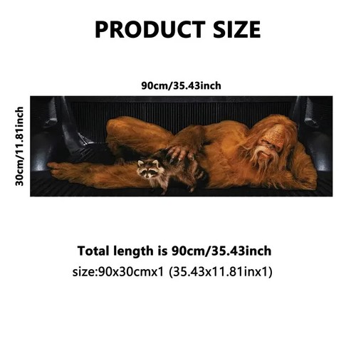 Bigfoot with Raccoon - Unframed Canvas Print - 36" x 12" - Sasquatch at ...