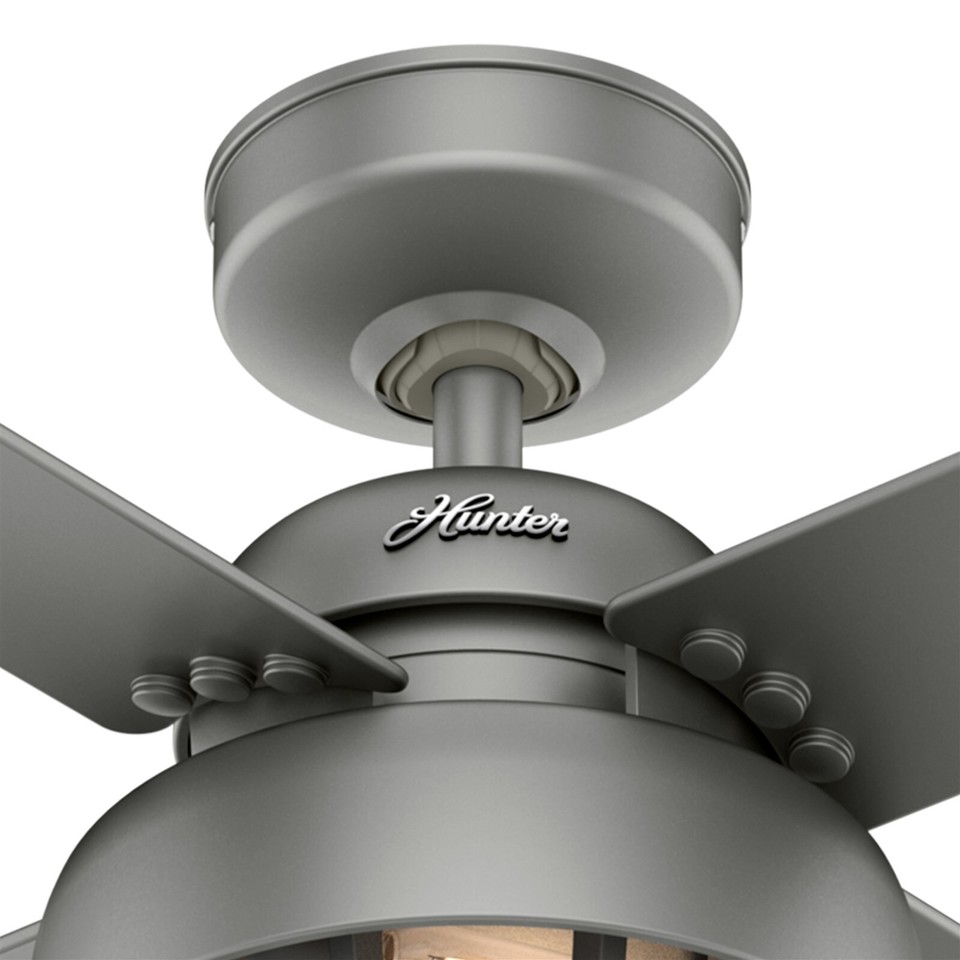 Hunter Fan 52 inch Matte Silver Casual Ceiling Fan with Light Kit and ...
