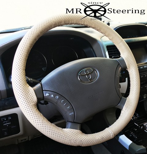 FITS TOYOTA PRADO MK3 J120 (02-09) BEIGE PERFORATED LEATHER STEERING ...