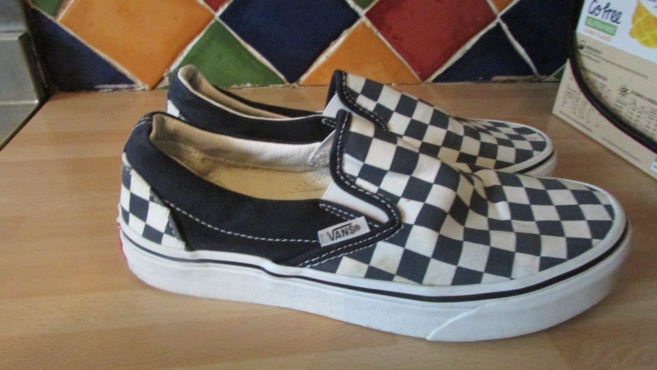 Vans slip on pumps / shoes size 5 navy and white fab condition | eBay UK