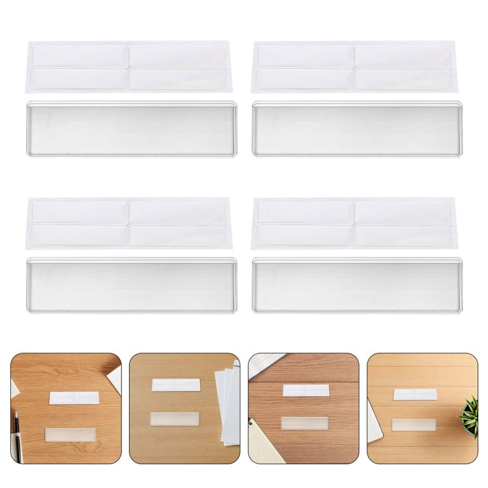 24 Sets Plastic Label Holders Self Adhesive Clear Pockets Strips Shelf ...