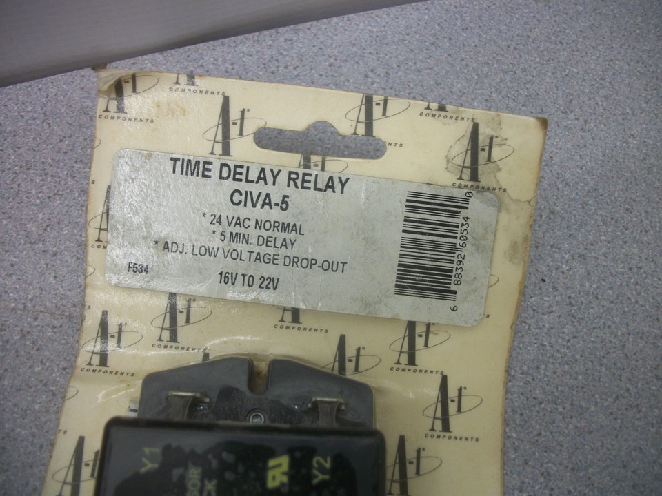 CAM-STAT TIME DELAY RELAY CIVA-5 24VAC 5-MIN DELAY ADJ VOLTAGE 16-22 ...
