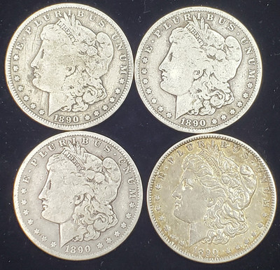 4 Coin Lot-1890-O $1 Morgan Silver Dollars-Culls or Better Condition #5 ...