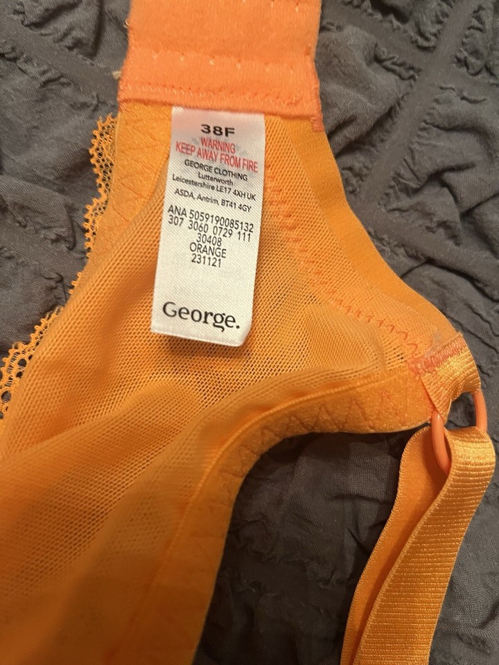 New Ladies Orange T Shirt Bra Lace Sides Size 38F | eBay