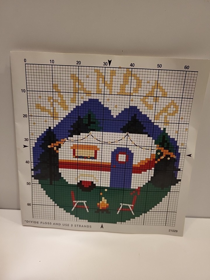 3 Birds Design Cross Stitch Style 'WANDER' Happy Camper Kit #21029 ...