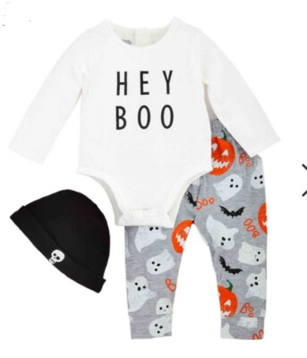 FALL AUTUMN HALLOWEEN Skeleton Mud Pie 'Hey Boo' Kids Set 6-9 Mo Outfit ...
