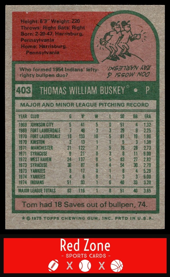 1975 Topps - #403 Tom Buskey EX+ | eBay