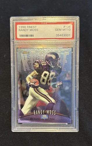 1998 Topps Finest Card #135 Randy Moss Vikings ROOKIE RC HOF PSA 10 GEM ...