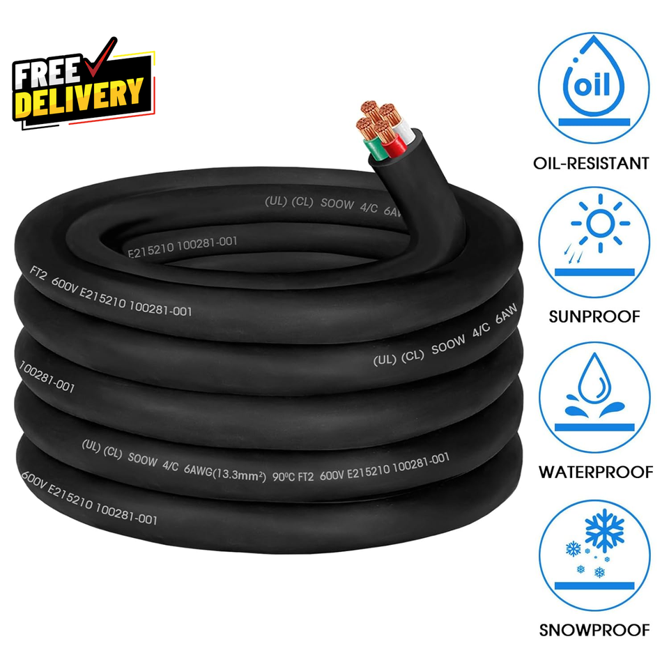 6/4 6 AWG SOOW Portable Power Cable Wire 6 Gauge 600V SOOW Electrical ...