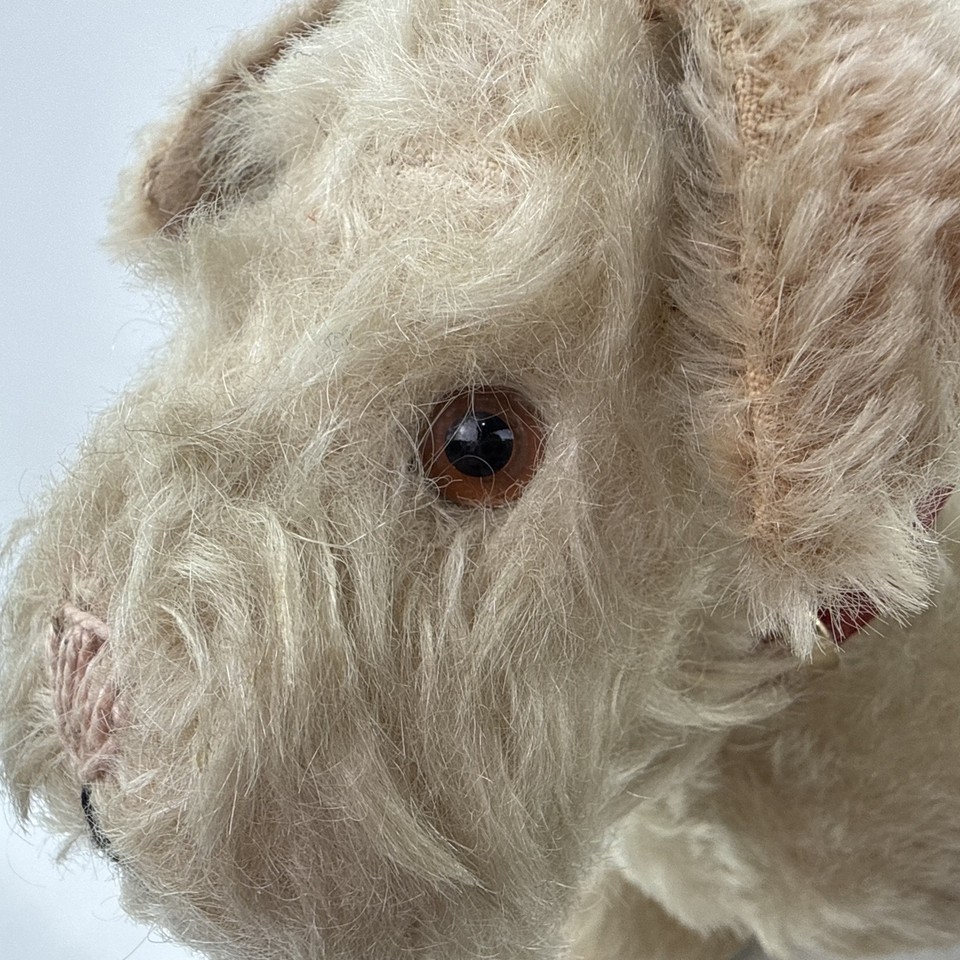 Vtg Mohair Style Mechanical Plush Pull Toy Dog Walking Legs Wheels ...