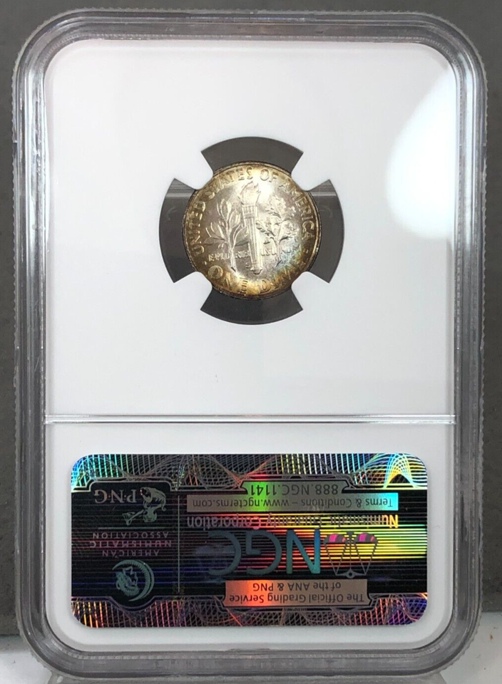 1947-S U.S. 10c Roosevelt Dime Silver Coin ~ NGC MS65 ~ Pretty Toning ...