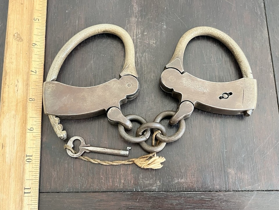Rare Antique Late 19th C Pair Of Original Mattatuck Co. USA Handcuffs ...