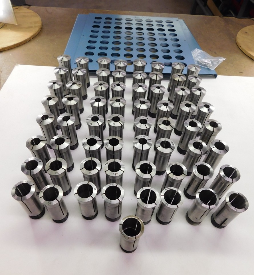 65 Piece 5C Machine Collet Set with Rack. 1/16" - 1 3/32" by 64th ...