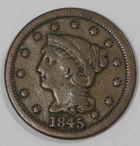 1845 Braided Hair Large Cent FINE 1c | eBay