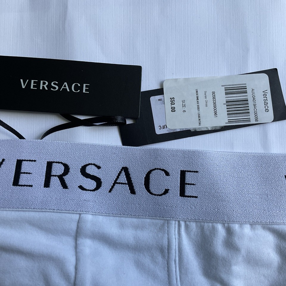 Versace Logo LOW RISE SLIP (BRIEF) Sz 6 (Large) White,Authentic,New | eBay