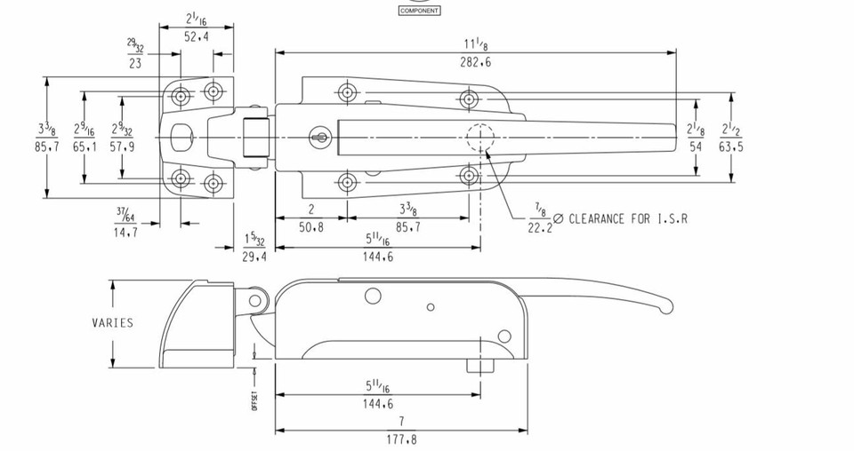 Kason OEM 56 Series Walk-In Safety Latch w/Key & Strike, Offset: 3" to ...