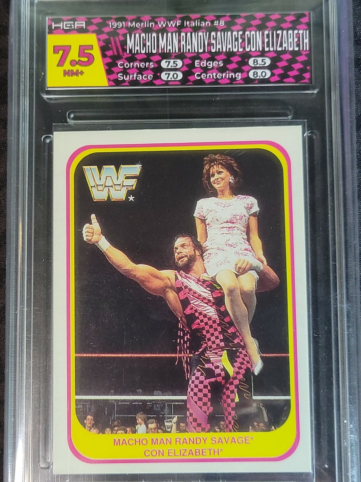 Macho Man Randy Savage con Elizabeth - WWF Italian #8💥HGA 7.5 NM+💥1991 ...