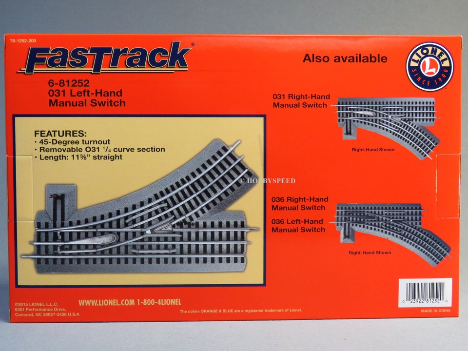 LIONEL FASTRACK 031 LEFT HAND MANUAL SWITCH o gauge train turnout track ...