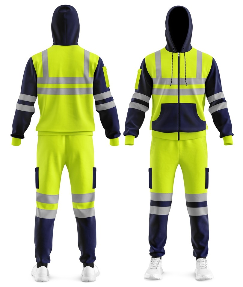 Mens Hi Vis Viz Hooded Zip Up Tracksuit Tracksuit High Visibility ...