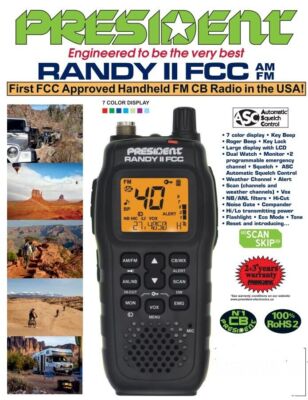 PRESIDENT RANDY II Handheld CB Radio now with FM FCC Approved Handheld ...
