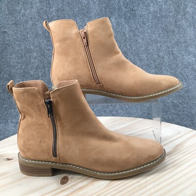 Universal Thread Boots Womens 10 Side Zip Ankle Booties Beige Fabric ...