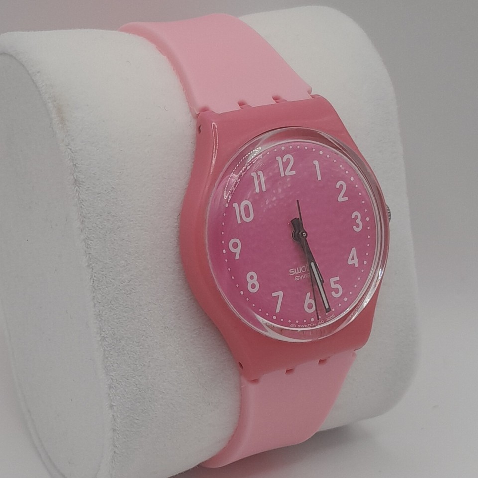 Pink Swatch Watch 34mm On New Pink Strap Excellent Working Order | eBay UK