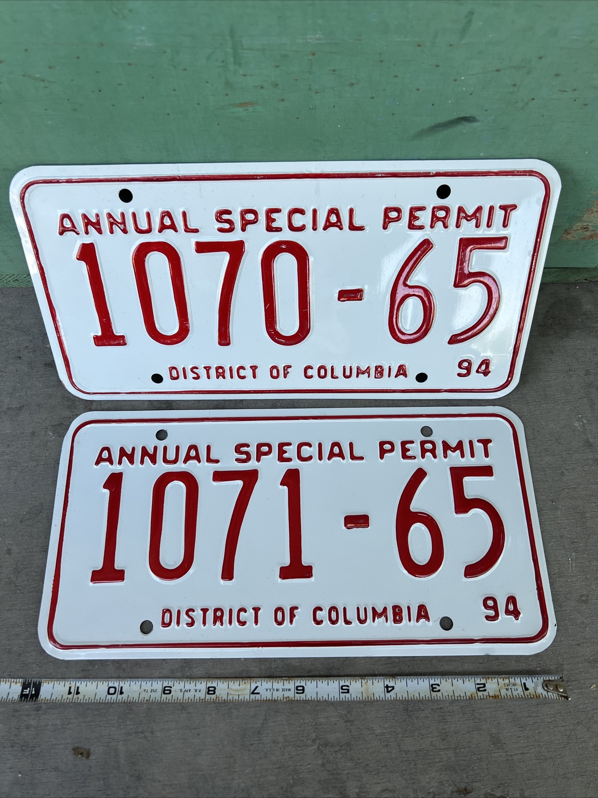 2 Vintage District of Columbia Annual Special Permit License Plate ...