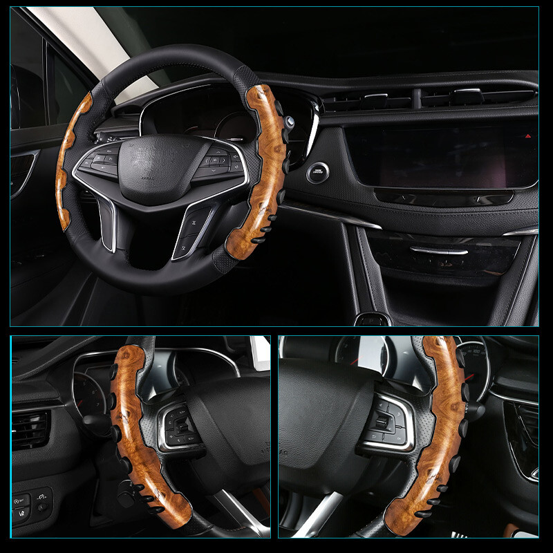 Wood Grain Universal Car Steering Wheel Booster Cover Trim Non Slip ...