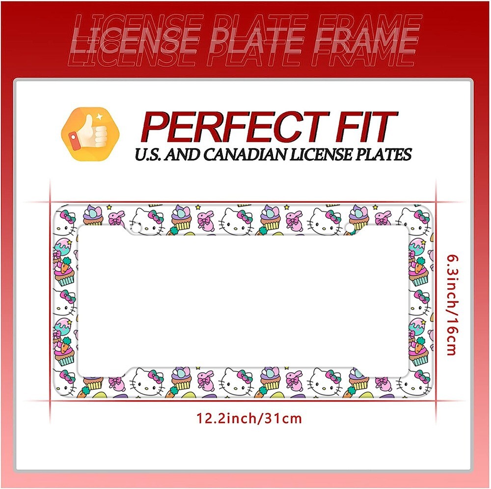 Cute Colorful Custom Hello Kitty License Plate Frame Cover Holder ...