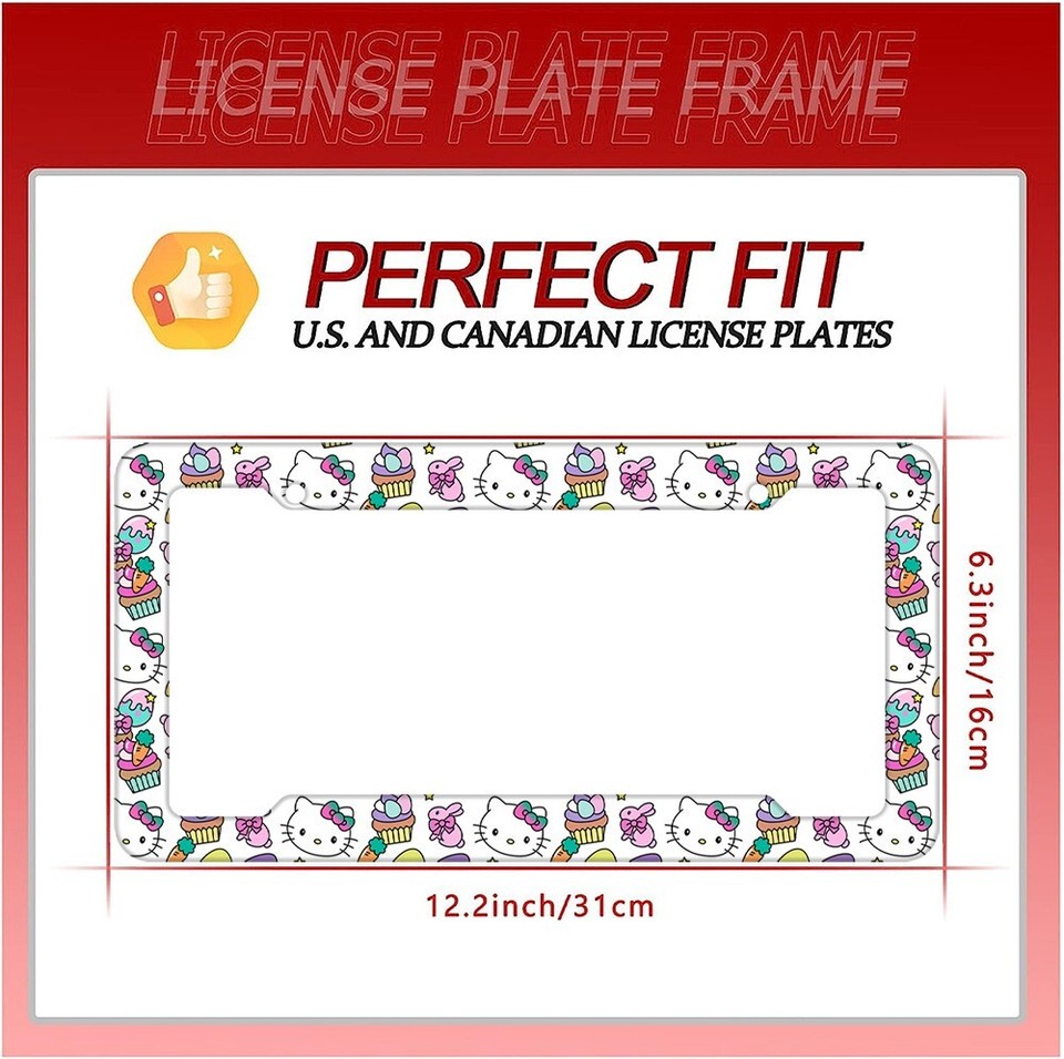 Cute Colorful Custom Hello Kitty License Plate Frame Cover Holder ...