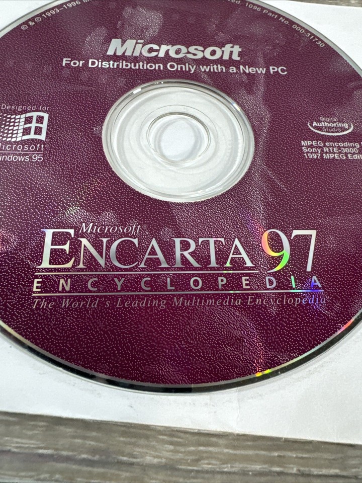 Vintage Microsoft Encarta 97 Encyclopedia- For Windows 95 on CD ROM ...