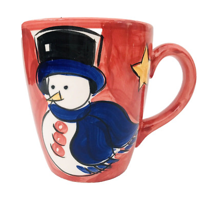 Gibson Snowman Holiday Mug LG SZ 5"H x 4"W Red Bright Colors Christmas ...