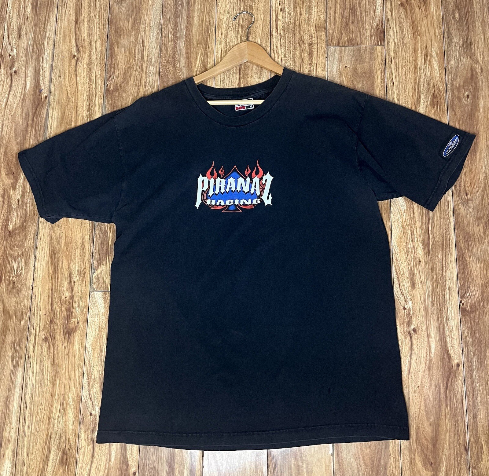 Vintage Pirana Z Drag Racing T Shirt Black Graphic Fish Short Sleeve ...