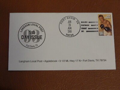 Joe Louis 29 cent stamp, Ft. Davis, TX commemorative envelope, 1st day ...