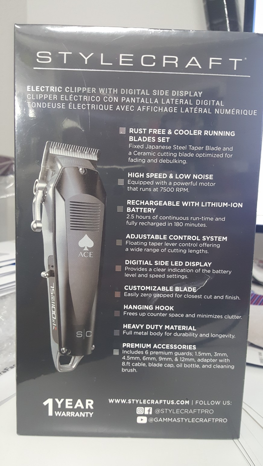 StyleCraft S|C Ace Metal Edition Cordless Clipper With Digital Display ...