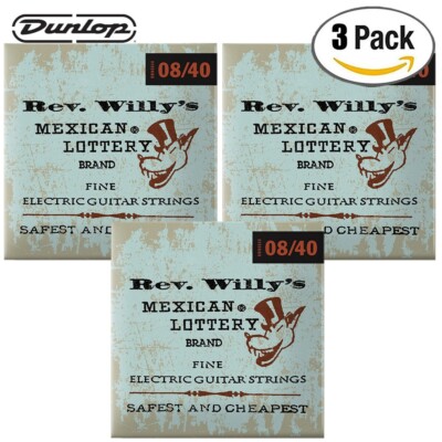 3-PACK Dunlop RWN0840 Rev Willy's Lottery Brand Electric Guitar Strings ...