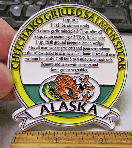 Alaska souvenir rubber Fridge Magnet, Cheechako Grilled Salmon, nice ...