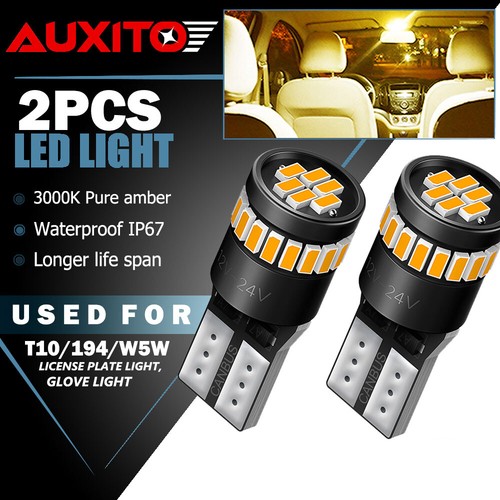 2x T10 168 921 6-LEDs 3000K Amber Yellow License Plate/Interior Side ...