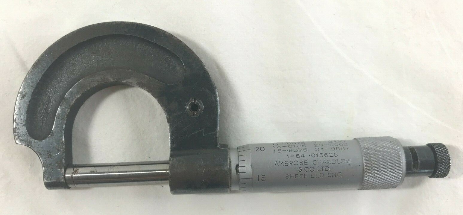 Ambrose Shardlow 0-1" outside micrometer antique vintage metalwork ...