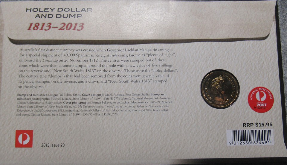 Australia 2013 Holey Dollar & Dump 1813 - 2013 inc RAM 1 Dollar Coin ...