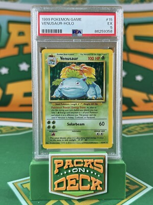 VENUSAUR 1999 Pokémon Game BASE SET Unlimited HOLO #15/102 PSA 5 EX ...