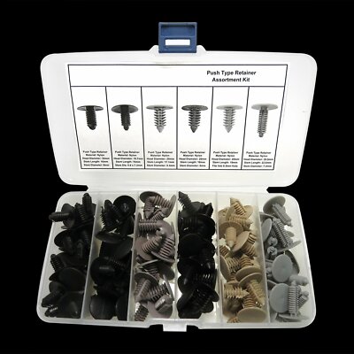 130 Automotive Clip Push Type Retainer Assortment Plastic Fastener ...