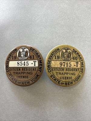 Nys Vintage Hunting, Fishing, Trapping License Badges Pinback | eBay
