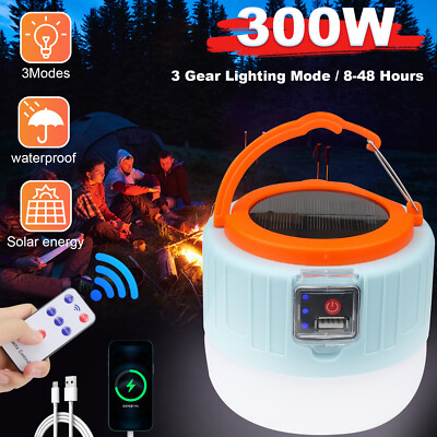 Solar Camping LED Lamp USB Rechargeable Tent Light Outdoor Hiking ...