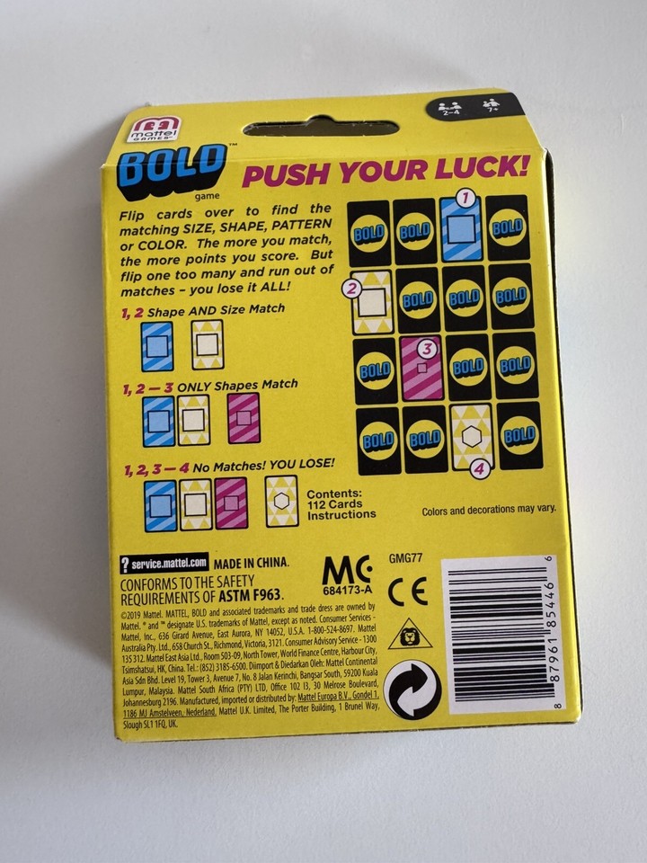 Bold Card Game (Mattel, 2019) Complete Brand New, Travel Friendly ...